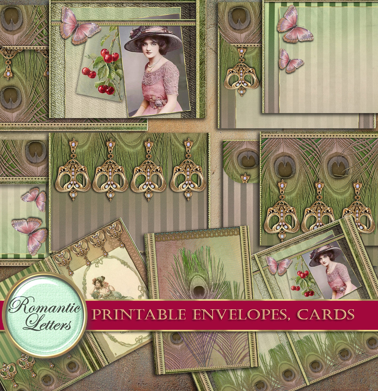 Printable Victorian Envelopes Printable Scrapbook Digital Art - Etsy Norway