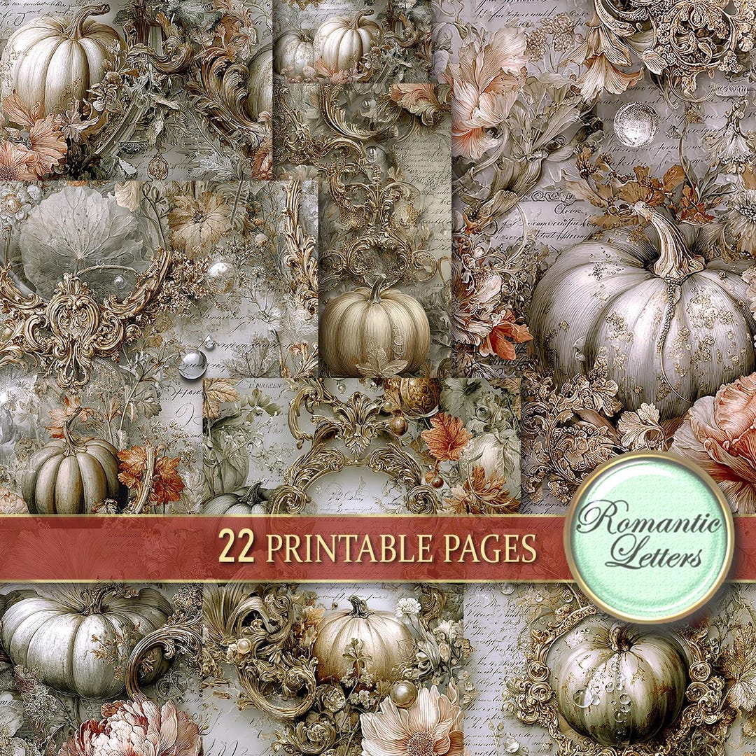 Halloween Pumpkin Digital Printable Scrapbook Paper Pack Printable Junk ...
