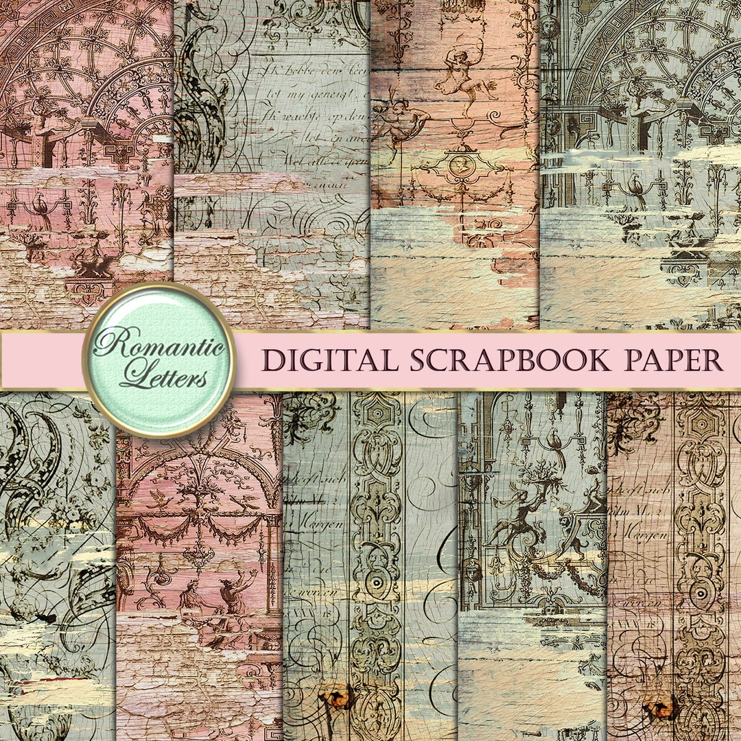 Shabby Digital Scrapbook Paper Pack Digital Background Shabby Chic ...