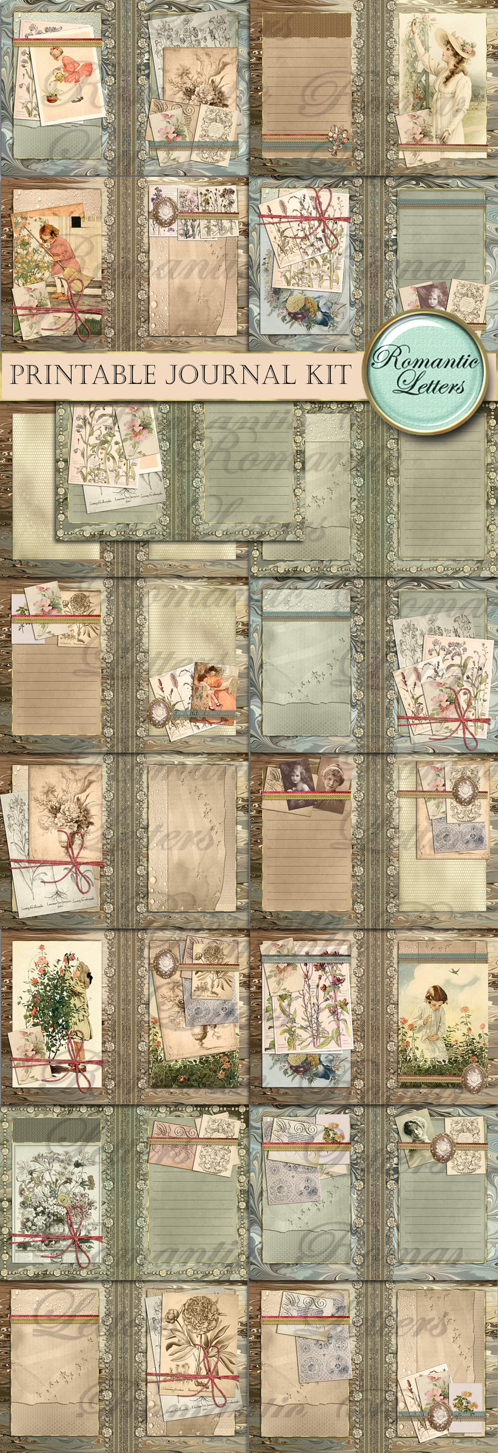 Printable Junk Journal Kit Vintage Digital Scrapbooking Paper Printable ...