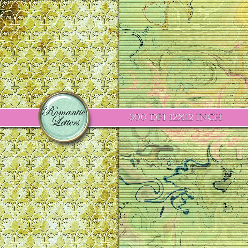 Gold Digital Scrapbooking Paper Pack Digital Gold Paper - Etsy