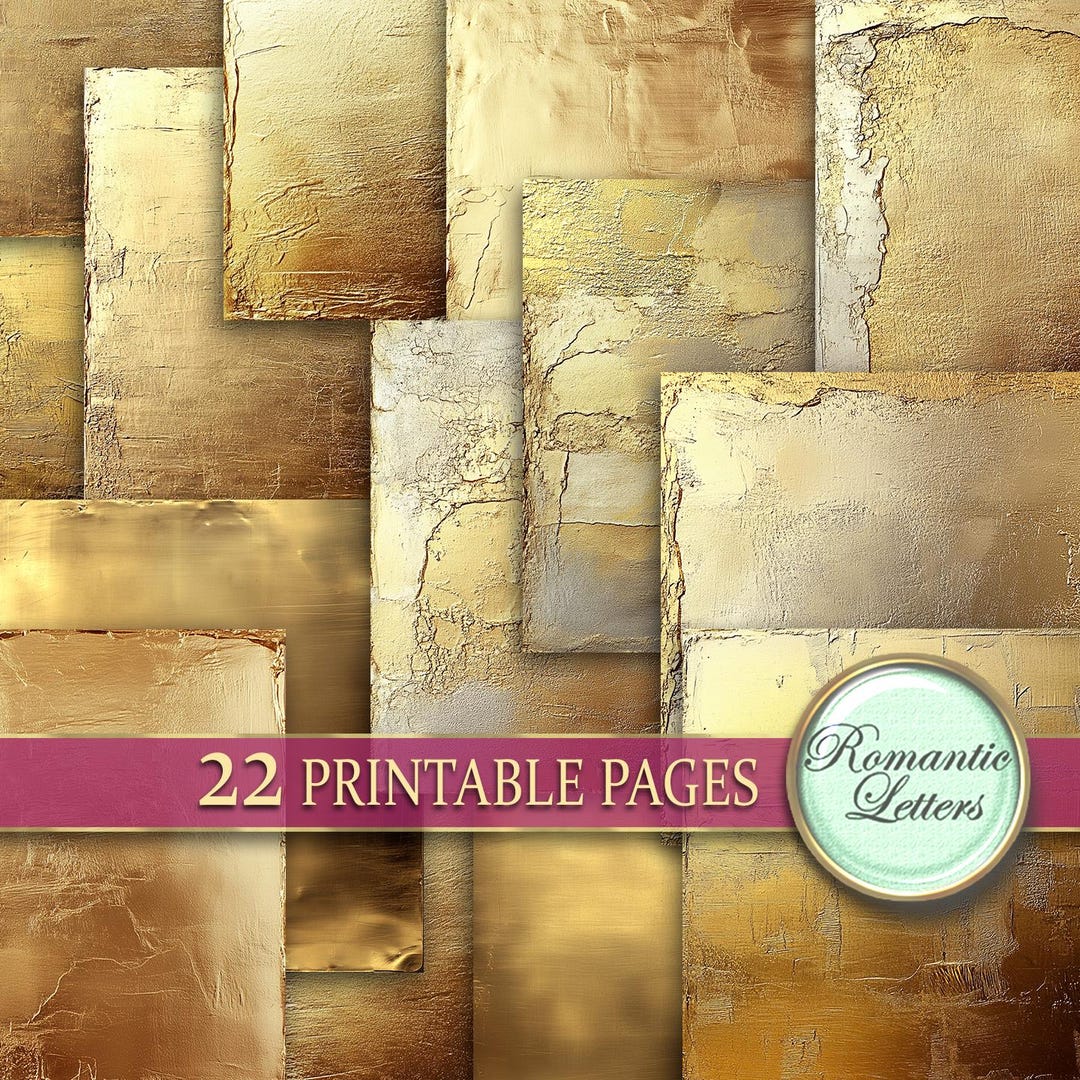 Luxury Gold Digital Scrapbook Paper Pack Gold Texture Gold Foil Metal ...