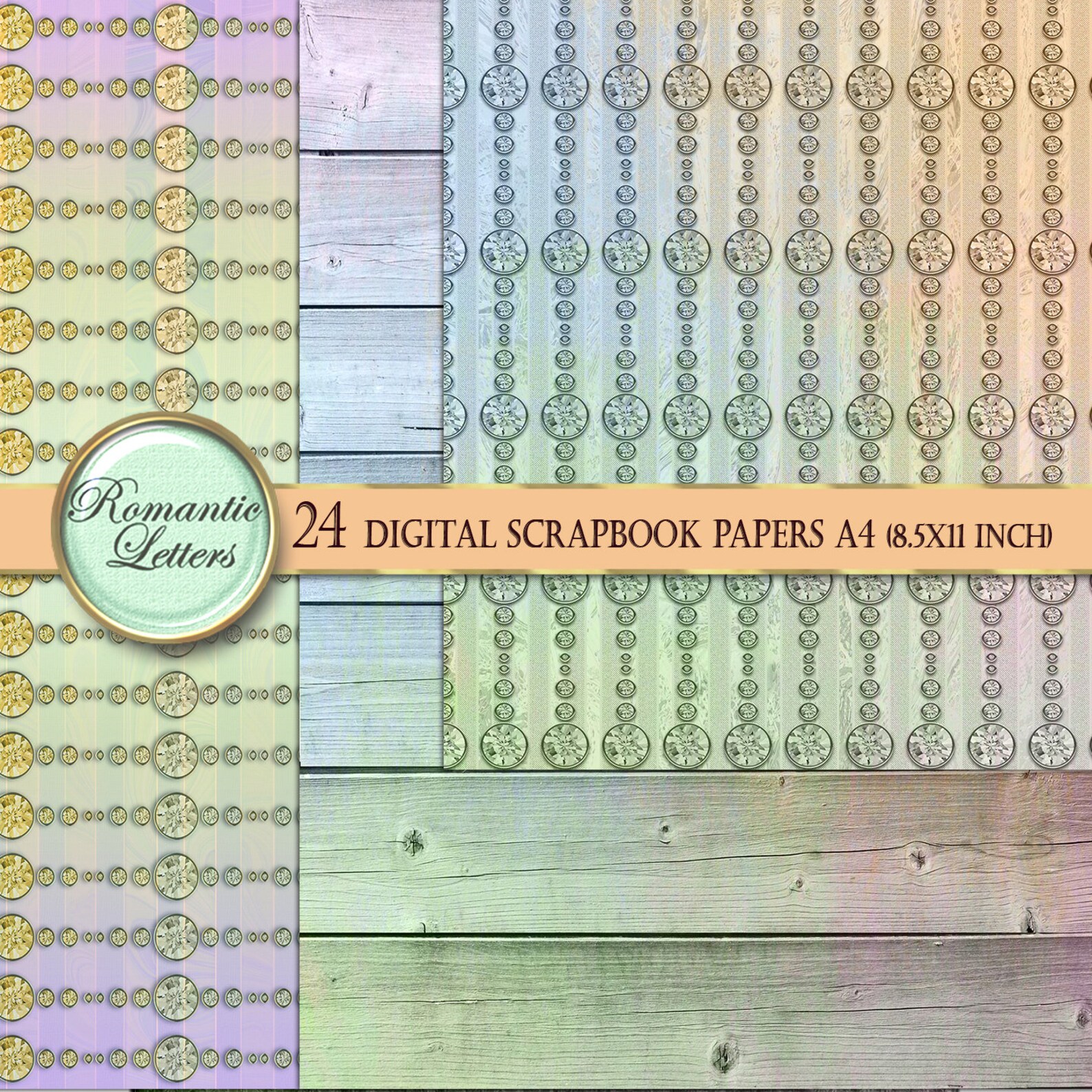 Vintage Printable Paper Pack Digital Scrapbook Background Paper Digital ...