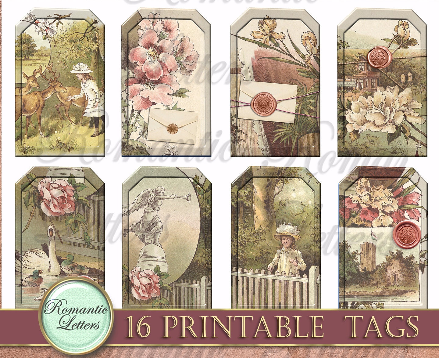 Printable Journal Tags Old Bookmarks Victorian Paper Antique Book ...