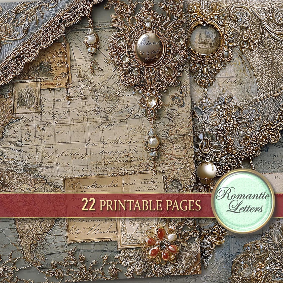 Vintage Ephemera Digital Scrapbook Paper Pack Printable Junk Journal ...