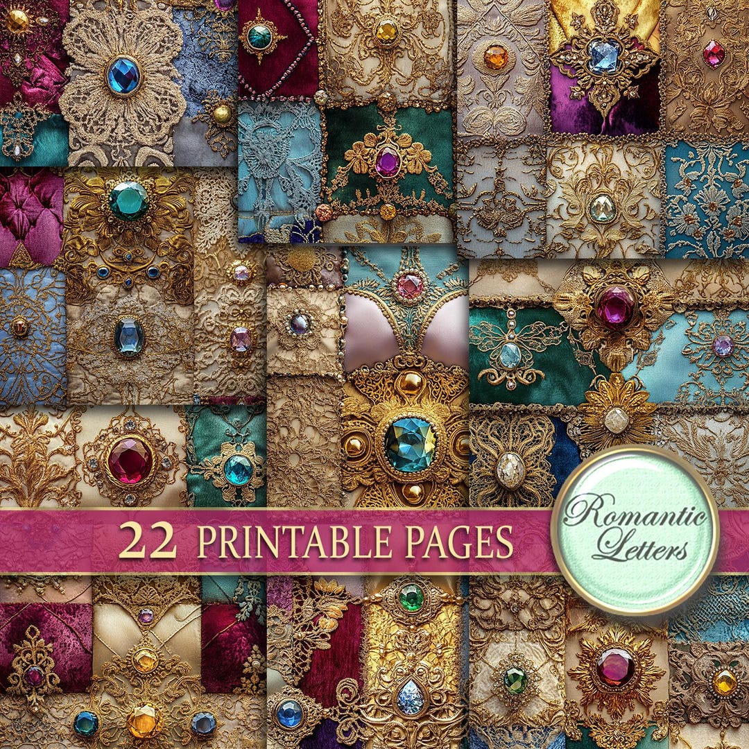 Digital Printable Scrapbook Paper Pack Junk Journal Pages Goth Medieval ...