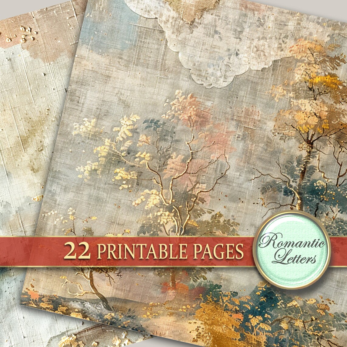 Printable Scrapbook Paper Pack: Painted Canvas , Shabby Chic Autumn ...