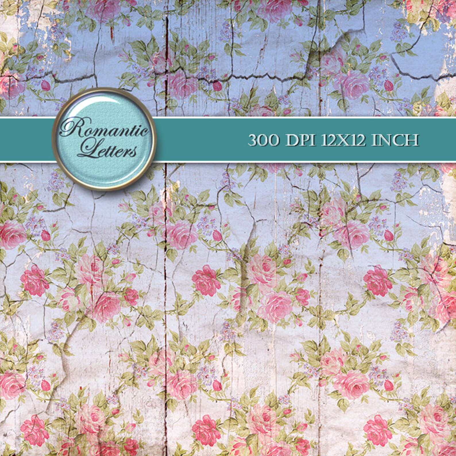 Floral Digital Scrapbook Paper Shabby Chic Rose Vintage Flower | Etsy