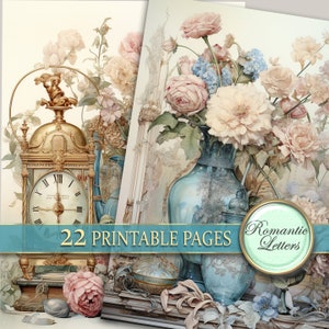 Floral Digital Printable Scrapbook Paper Pack Junk Journal Pages Shabby ...