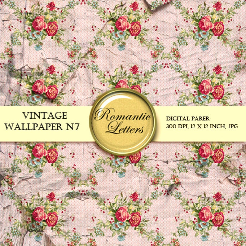Digital Scrapbook Paper Pack Shabby Chic Old Wallpaper Digital | Etsy
