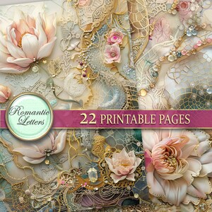 Digital Printable Scrapbook Paper Pack Embroidery Junk Journal Pages ...