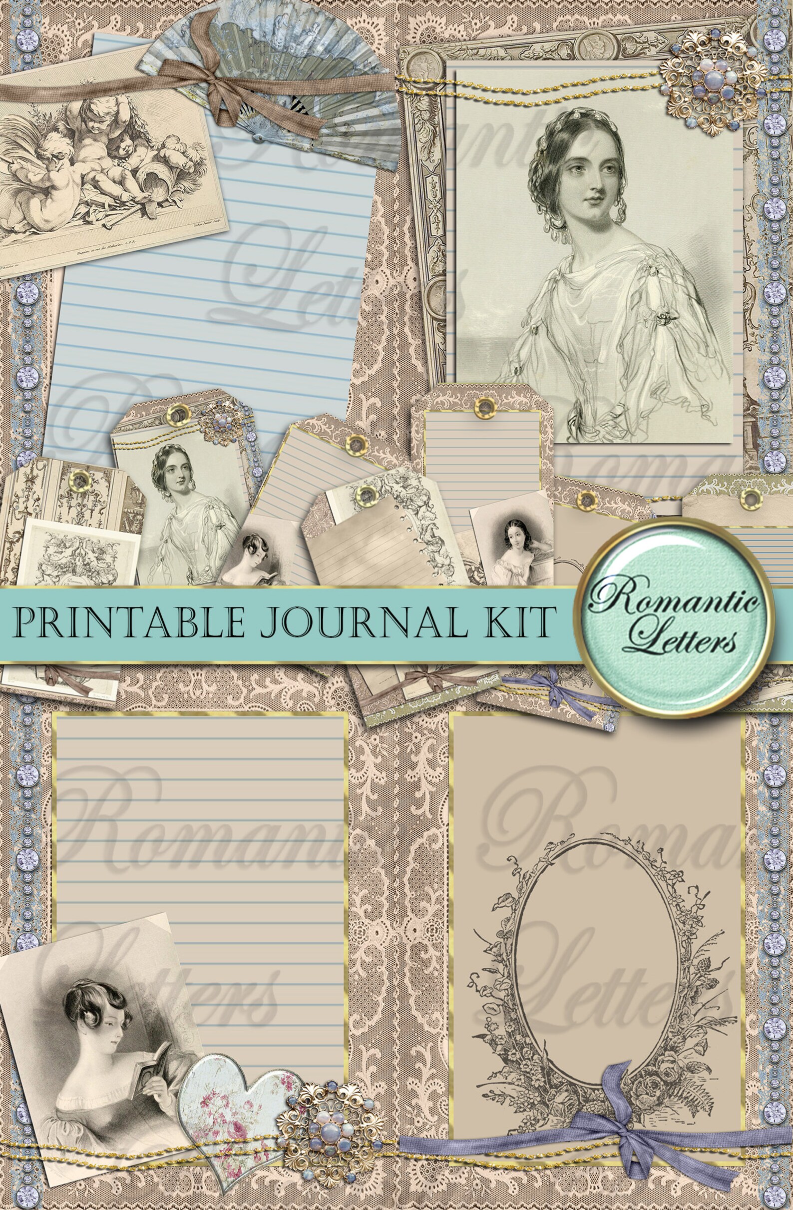 Printable Victorian Journal Kit Digital Collage Sheet - Etsy