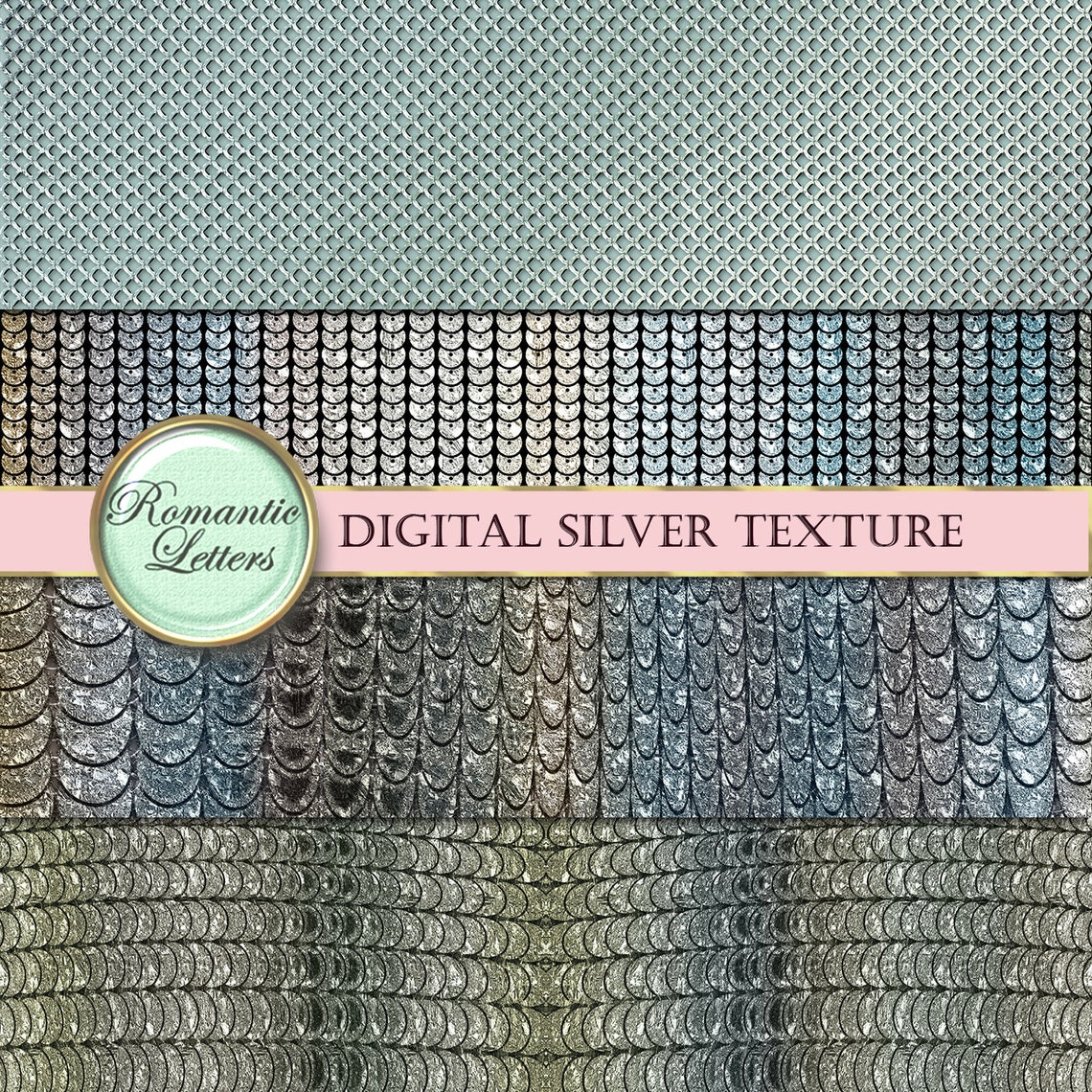 Digital Paper Silver Digital Scrapbook Paper Digital Texture Silver ...