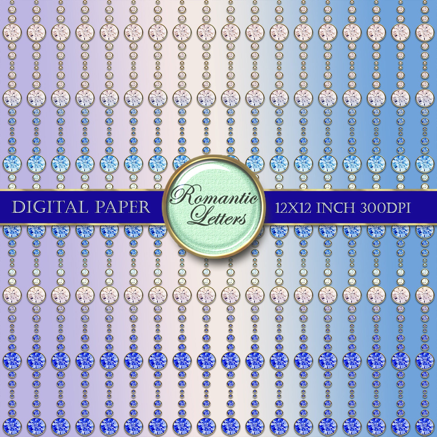 Damask Gold Digital Paper Pack Digital Background Paper Blue | Etsy