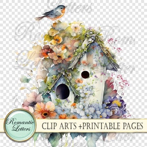 Easter Bird House Digital Clip Art Set Easter Eggs Printable Scrapbook ...