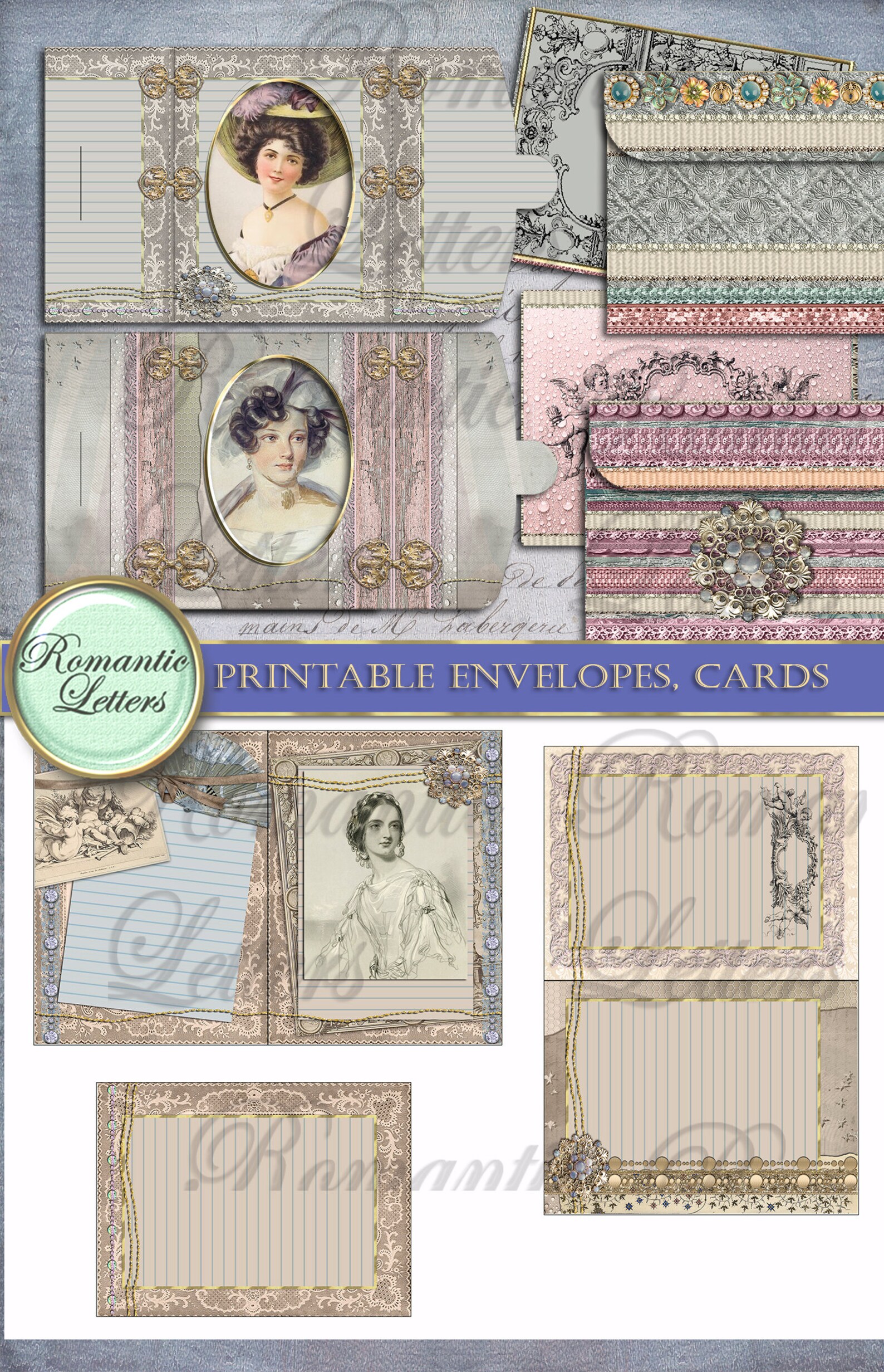 Printable Vintage Envelopes Printable Photography Cards | Etsy