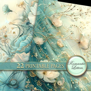 Botanical Digital Scrapbook Paper Pack Shabby Chic Flowers Digital ...