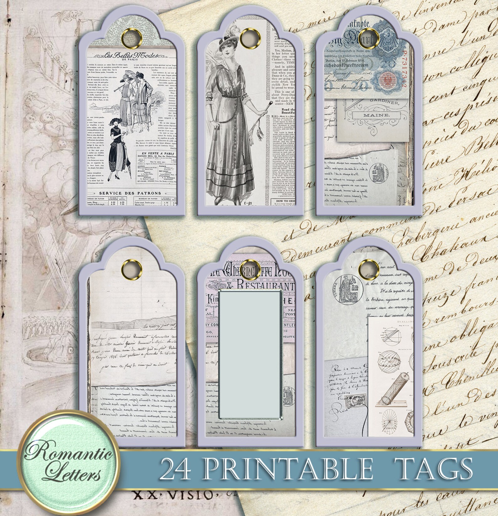 Printable Junk Journal Tags Printable Gift Tags Printable Bookmark Tags ...