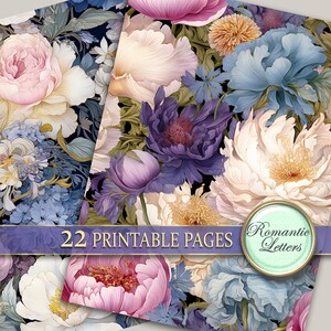 Botanical Digital Scrapbook Paper Pack Shabby Chic Flower Digital ...