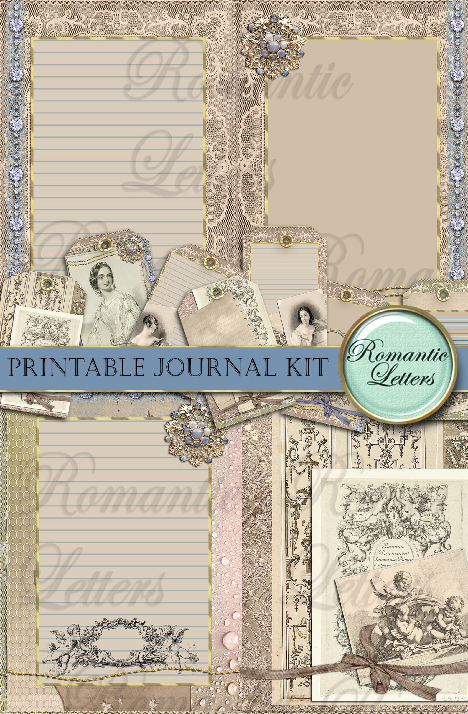Printable Victorian Journal Kit Digital Collage Sheet - Etsy