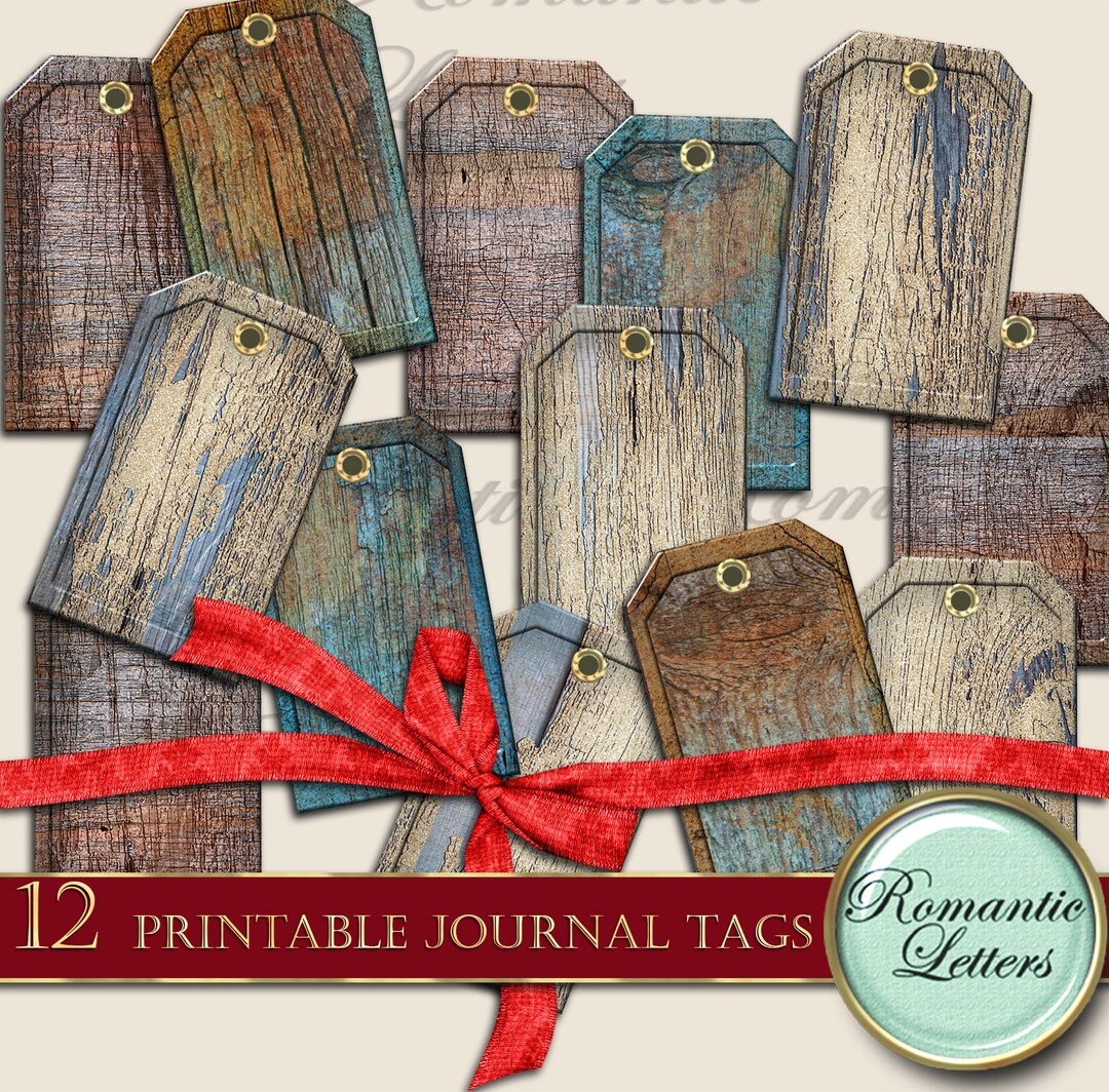 Printable Scrapbook Journal Tags Grunge Gift Tags Printable Bookmark ...