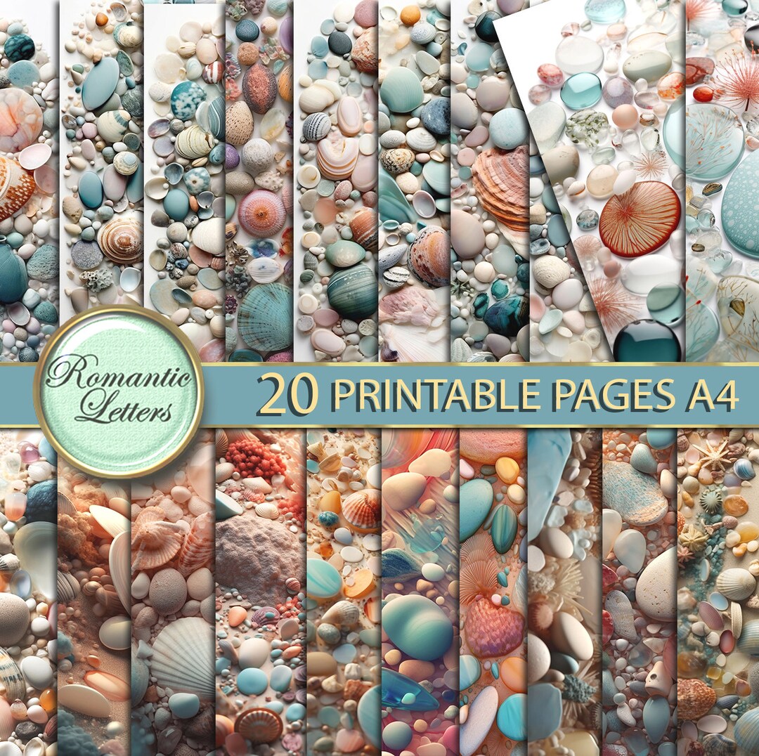 Beach Sea Shells Digital Scrapbook Paper Printable Beach Sand ...