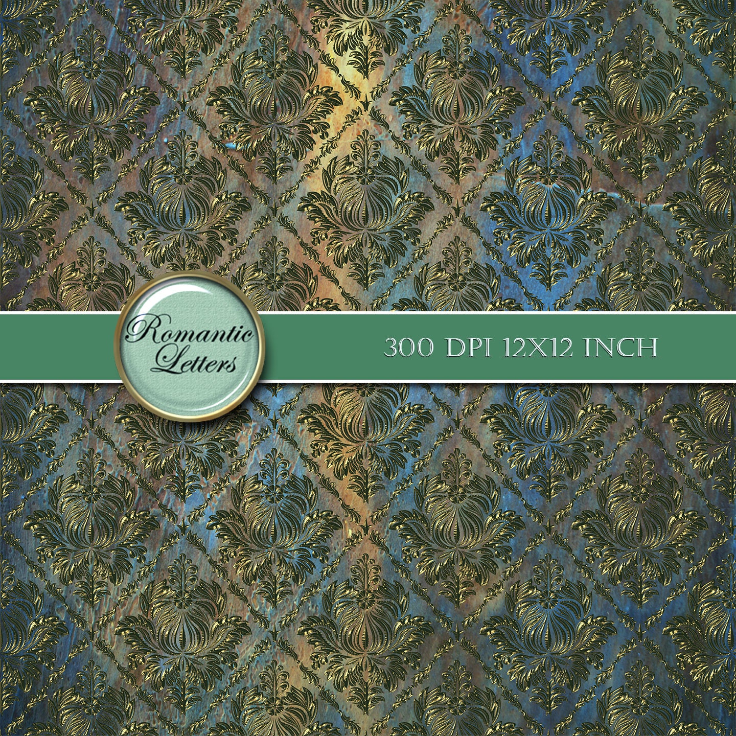 Autumn Digital Paper Gold Damask Patterns Digital Vintage Scrapbook ...