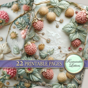 Digital Printable Scrapbook Paper Pack Berries Flower Printable Craft ...