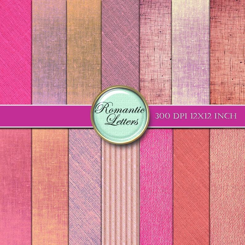 Linen Texture Digital Paper Pack Digital Scrapbook Paper Pink Digital ...