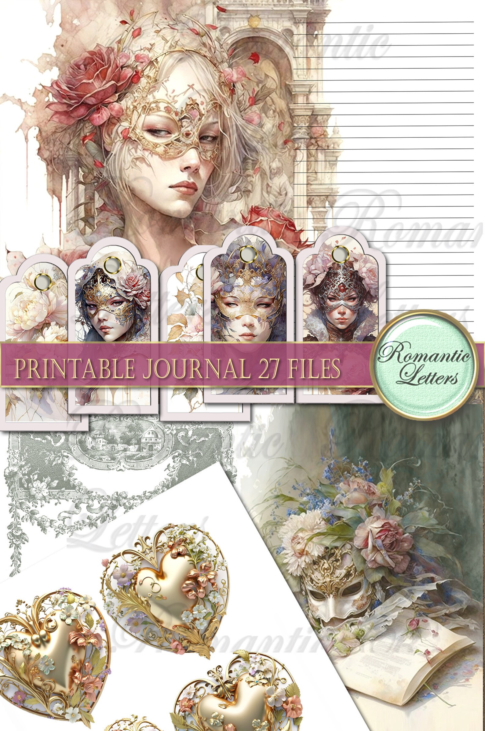 Venice Carnival Printable Junk Journal Kit Digital Printable Junk ...
