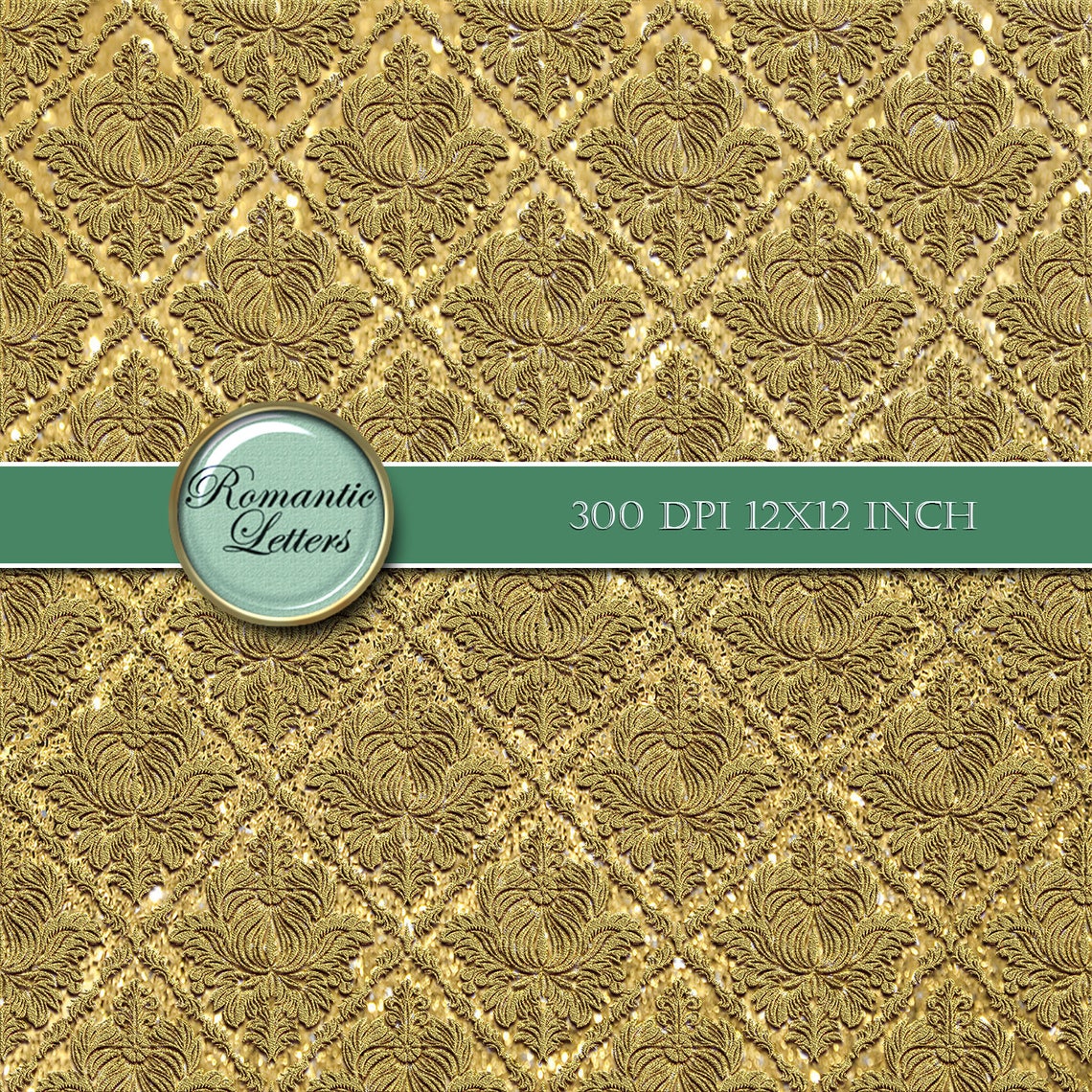 Autumn Digital Paper Gold Damask Patterns Digital Vintage Scrapbook ...