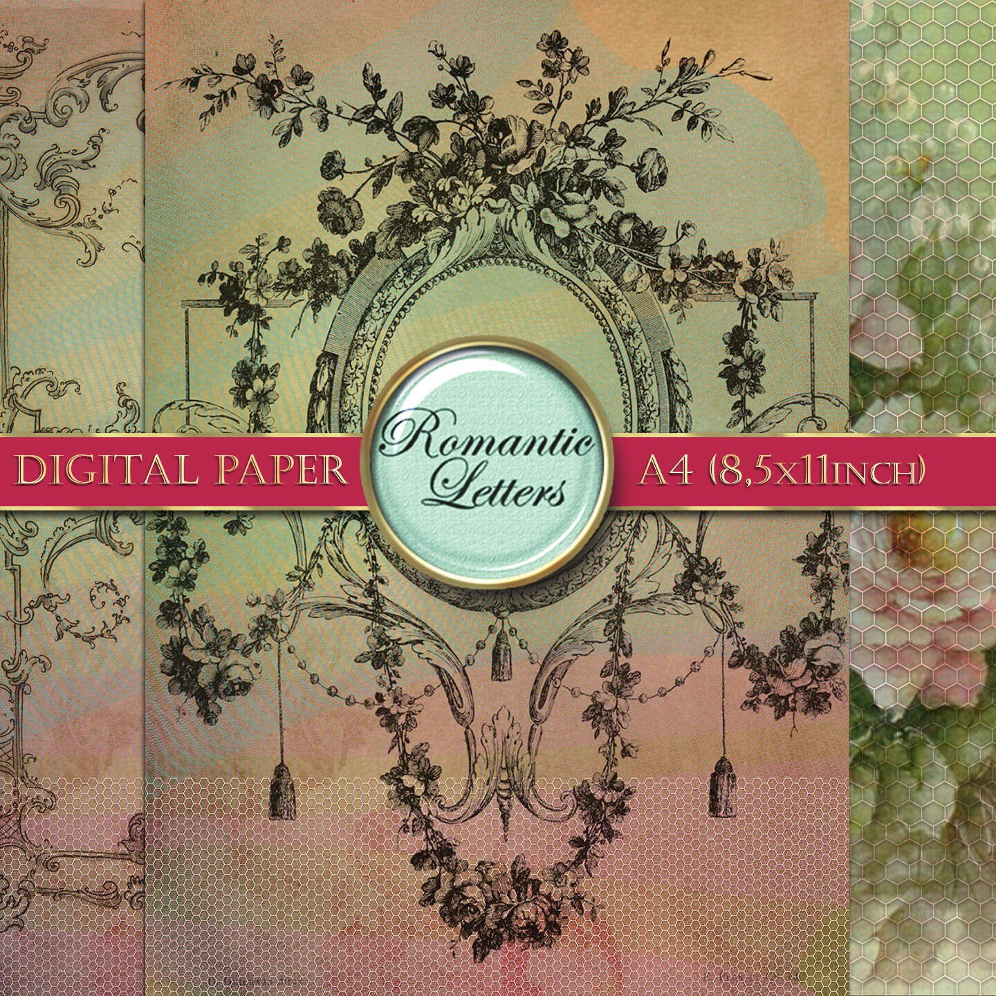 Vintage digital paper pack scrapbook background paper digital | Etsy