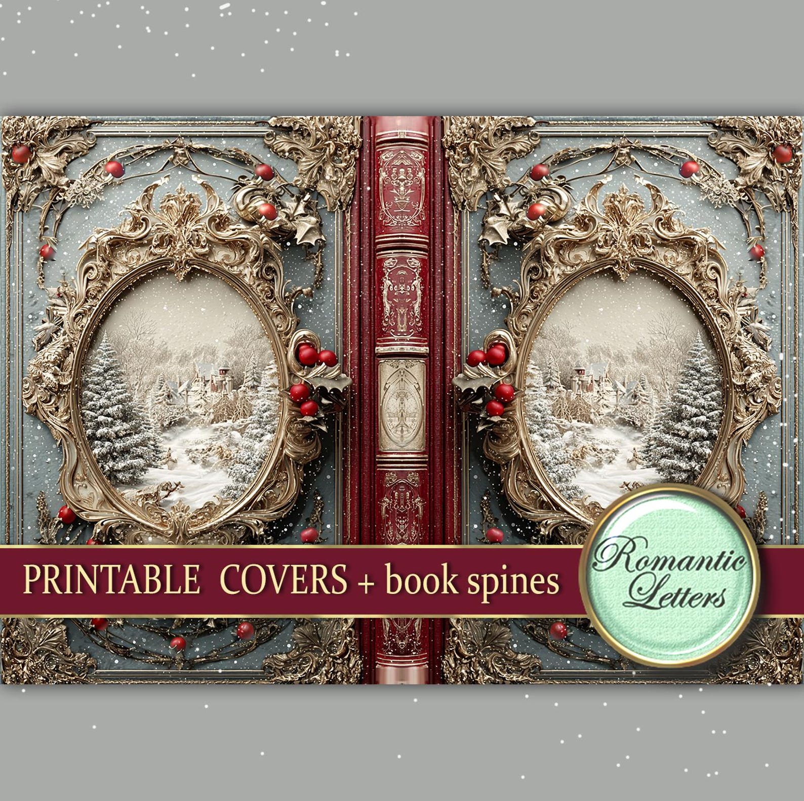 Printable Christmas Journal Covers Digital Scrapbook Paper Junk Journal ...
