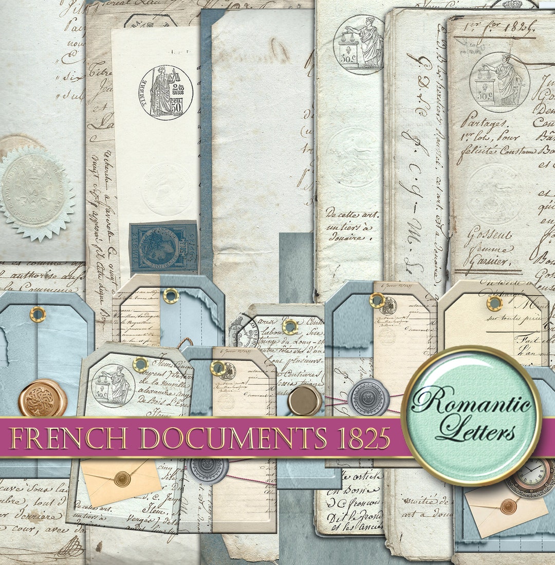French Ephemera Digital Paper Pack Journal Pages Victorian Digital ...
