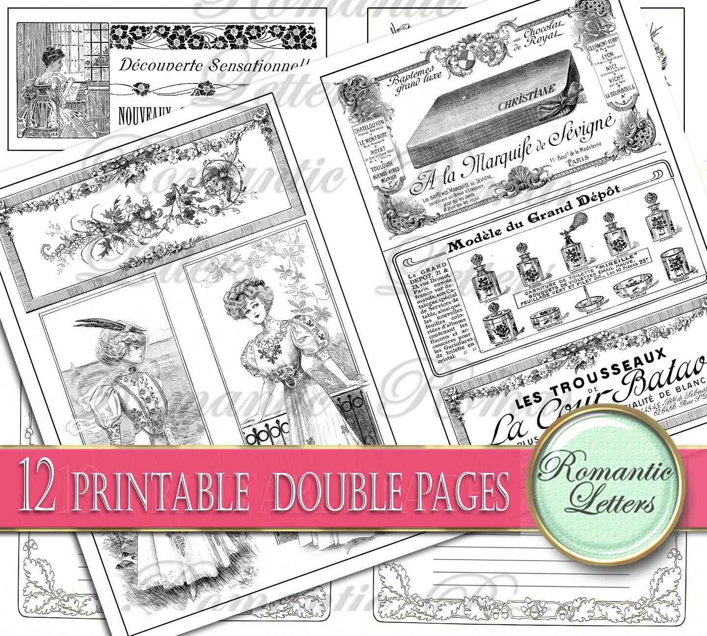 Ephemera Digital Paper Victorian Journal Digital Printable | Etsy
