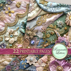 Digital Printable Scrapbook Paper Pack Shabby Chic Junk Journal Pages ...