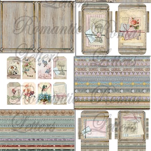 Printable Junk Journal Kit Shabby Chic Digital Scrapbook Paper ...
