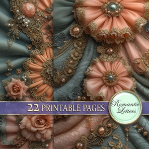 Digital Printable Scrapbook Paper Pack Silk Fabric Texture Lace ...