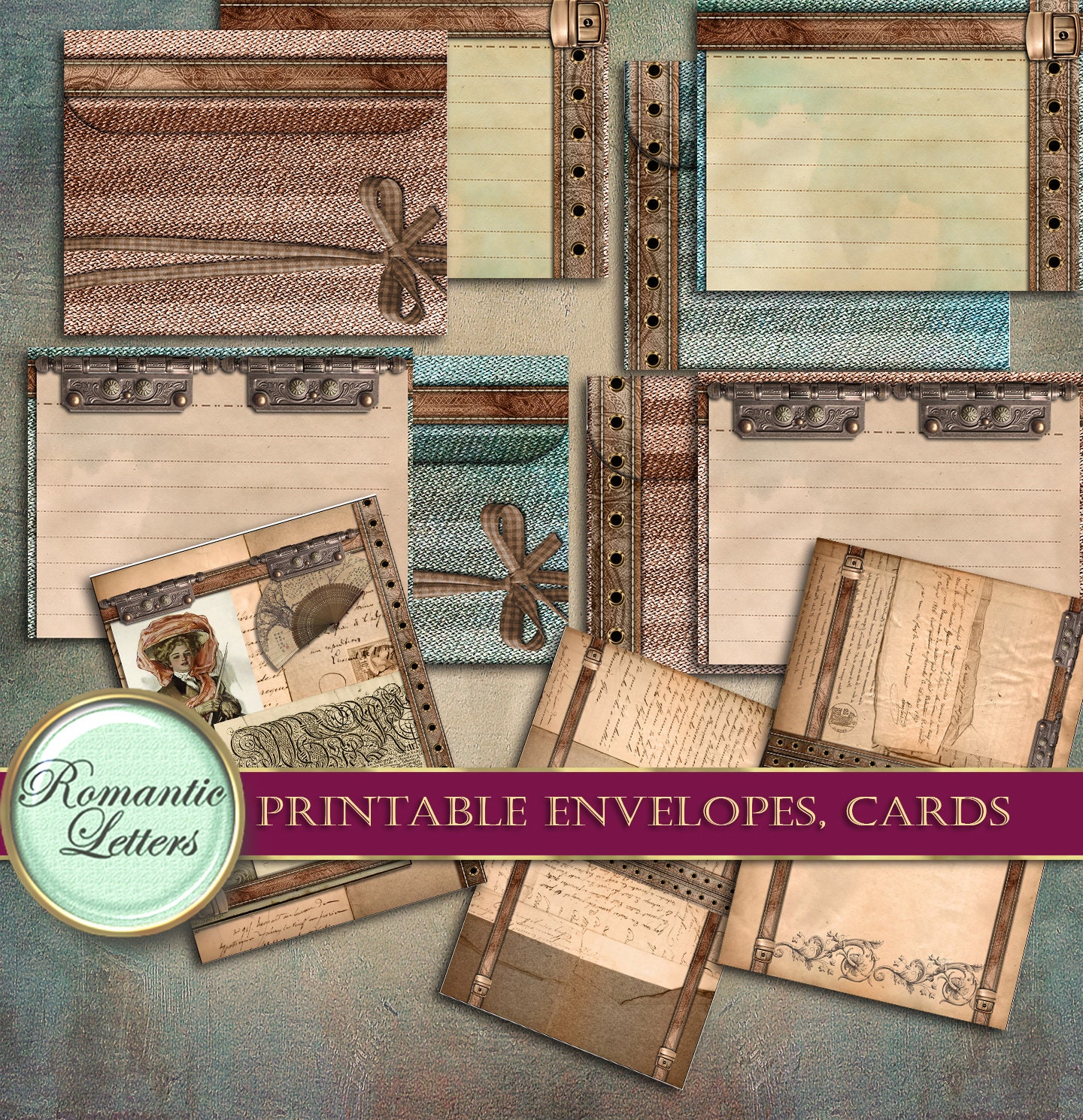 Printable Victorian journal kit digital collage sheet | Etsy