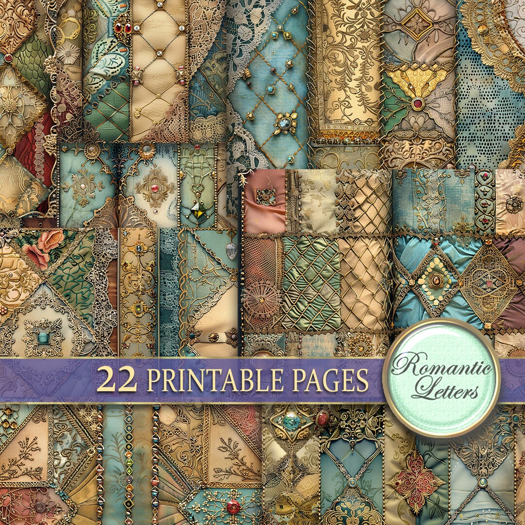 Digital Printable Scrapbook Paper Pack Shabby Chic Fabric Boho ...