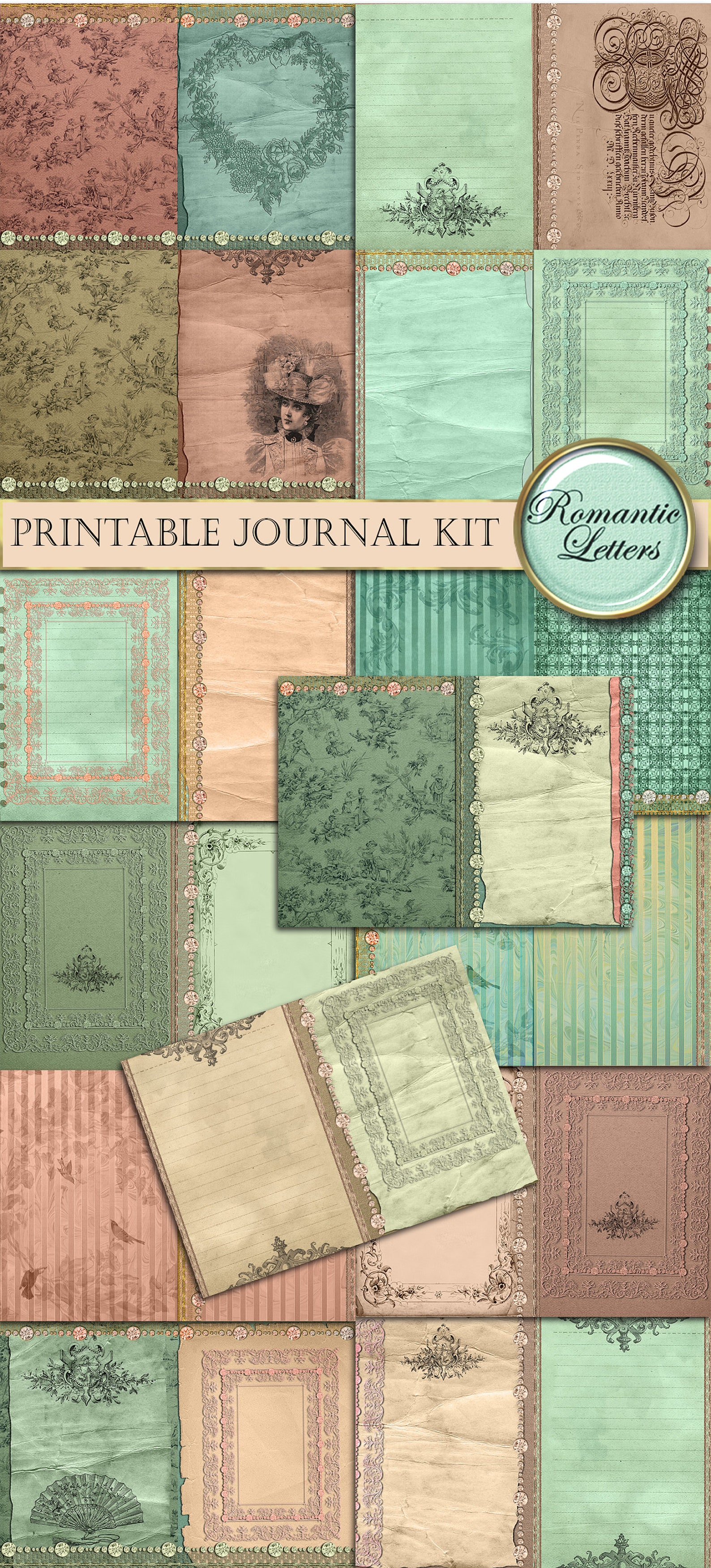 Printable Scrapbook Kit Paper Victorian Printable Journal - Etsy