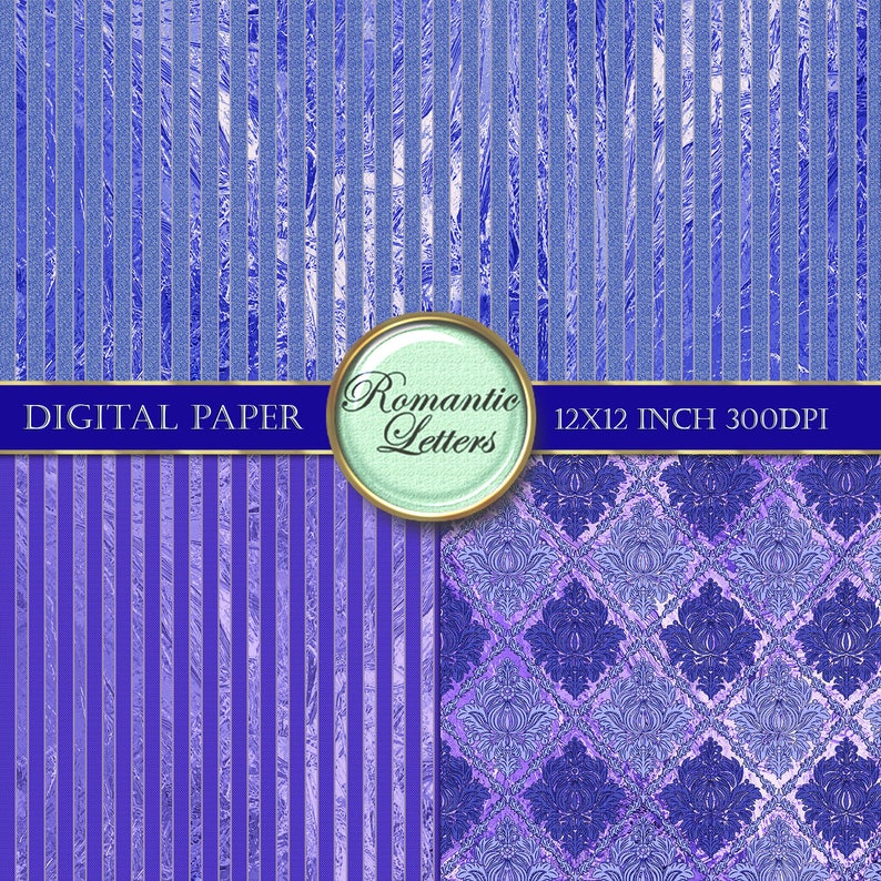 Damask Gold Digital Paper Pack Digital Background Paper Blue - Etsy