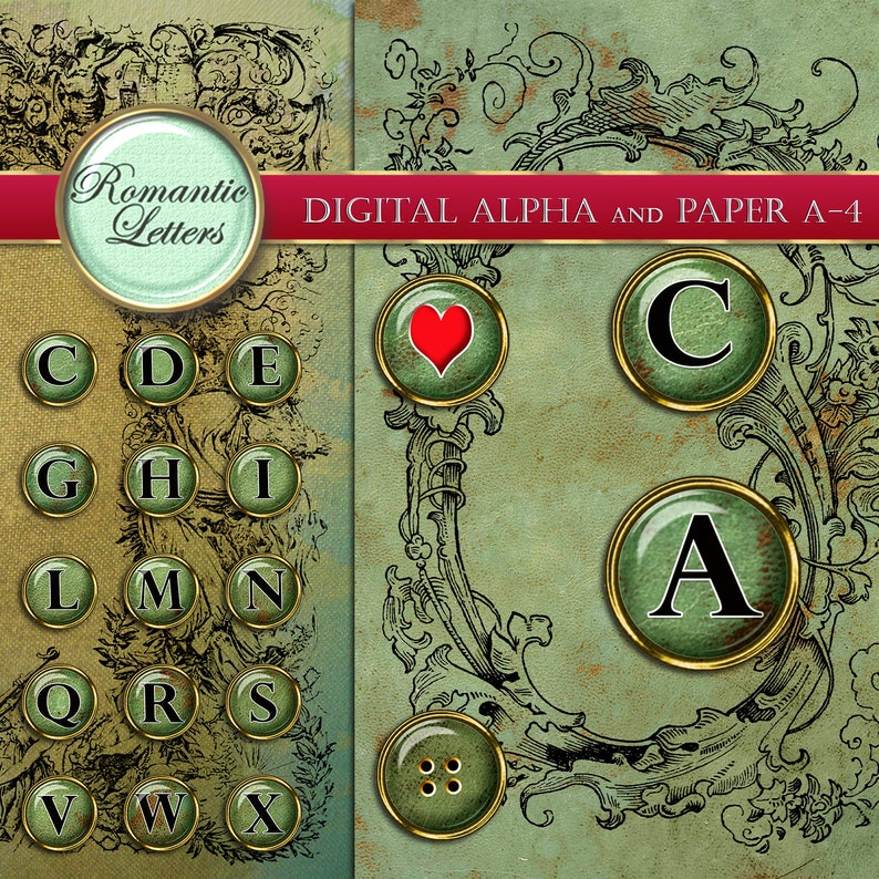Digital Scrapbook Alphabet Digital Clip Art Digital Letters - Etsy