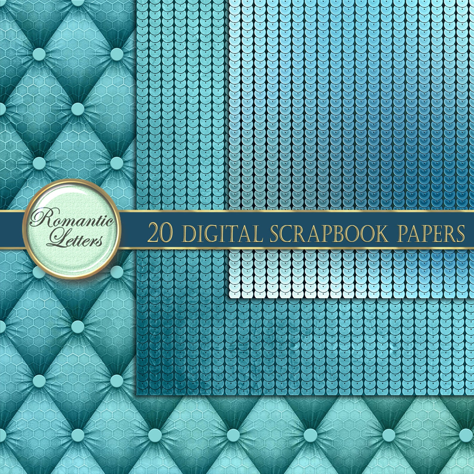Digital Paper Teal Digital Scrapbook Album Paper Digital Texture Teal ...