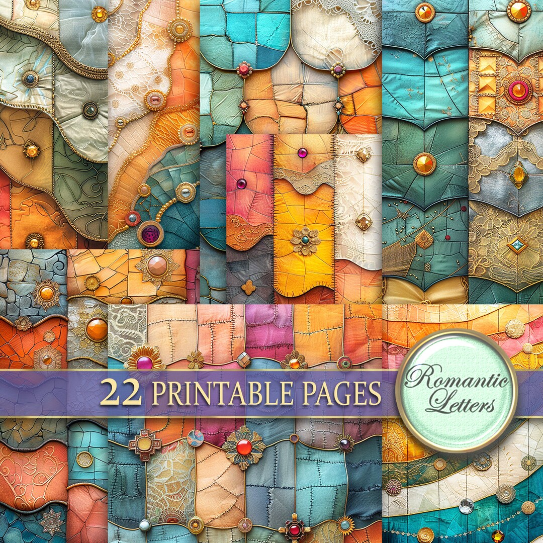 Patchwork Digital Printable Scrapbook Paper Pack Junk Journal Paper ...
