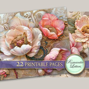 Botanical Digital Scrapbook Paper Pack Shabby Chic Flowers Wedding ...