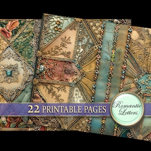 Digital Printable Scrapbook Paper Pack Shabby Chic Fabric Boho ...