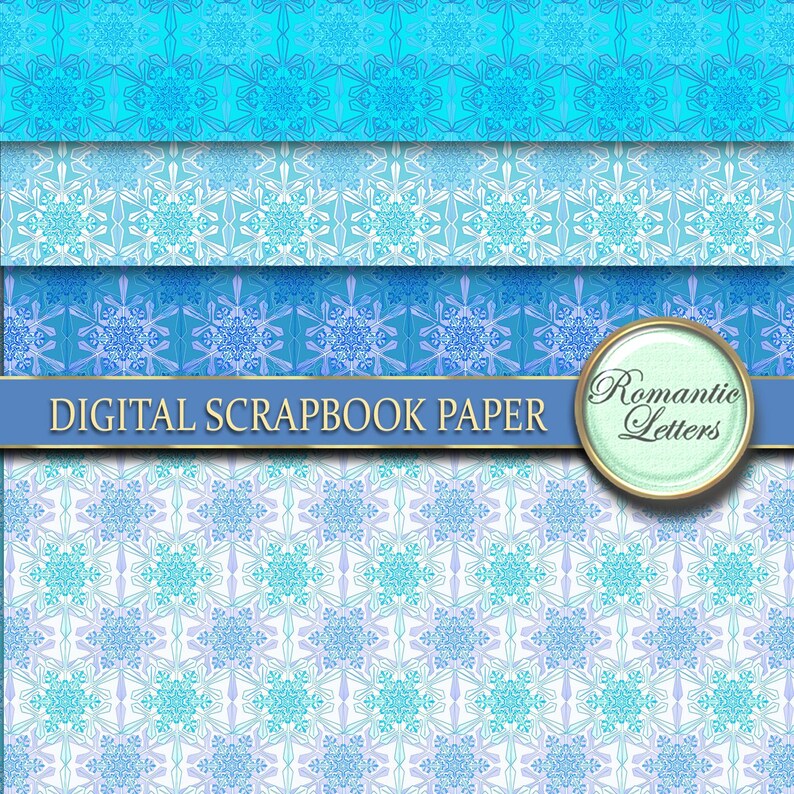 Snowflake Digital Paper Pack, Winter Scrapbook Backgrounds (digital ...