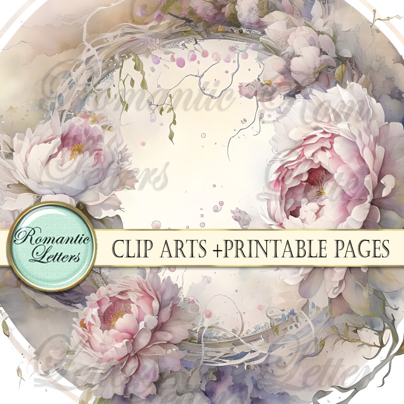 Digital Scrapbook Wedding Clip Art Flowers Watercolor Clipart Floral ...