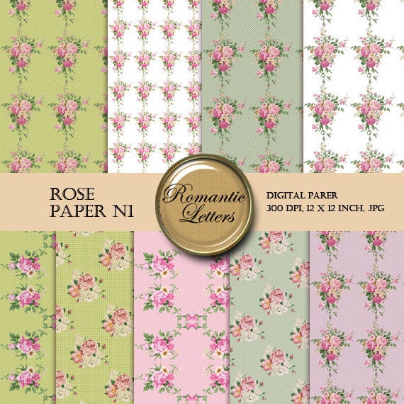 Digital Scrapbook Paper Pack floral digital background paper | Etsy